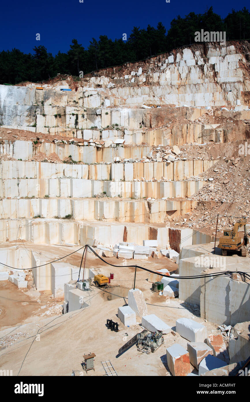 GREECE NORTH EAST AEGEAN ISLANDS THASSOS A MARBLE QUARRY IN THE HILLS ...