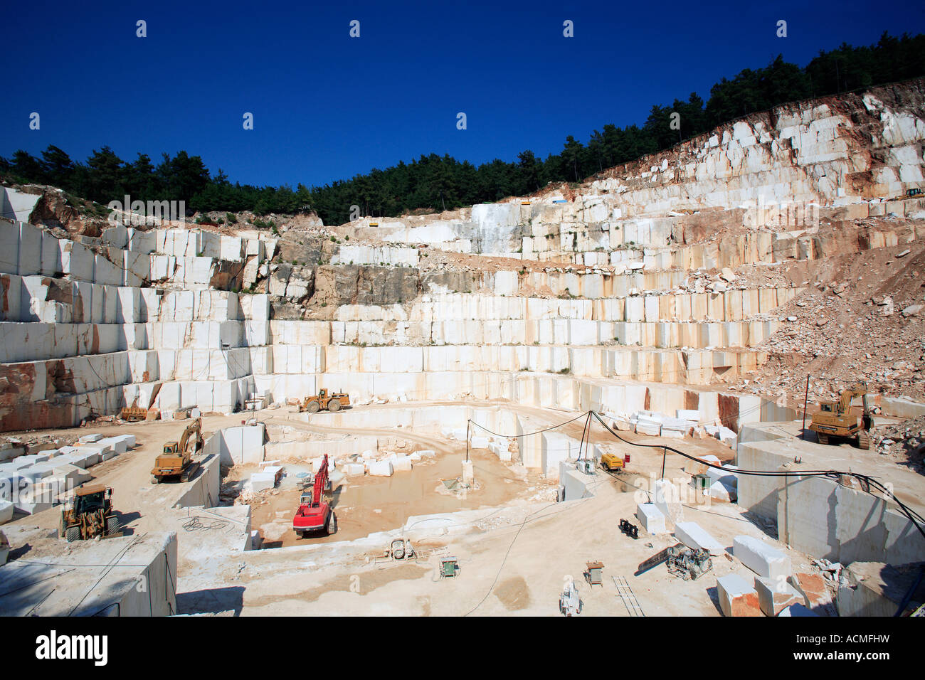 GREECE NORTH EAST AEGEAN ISLANDS THASSOS A MARBLE QUARRY IN THE HILLS ...