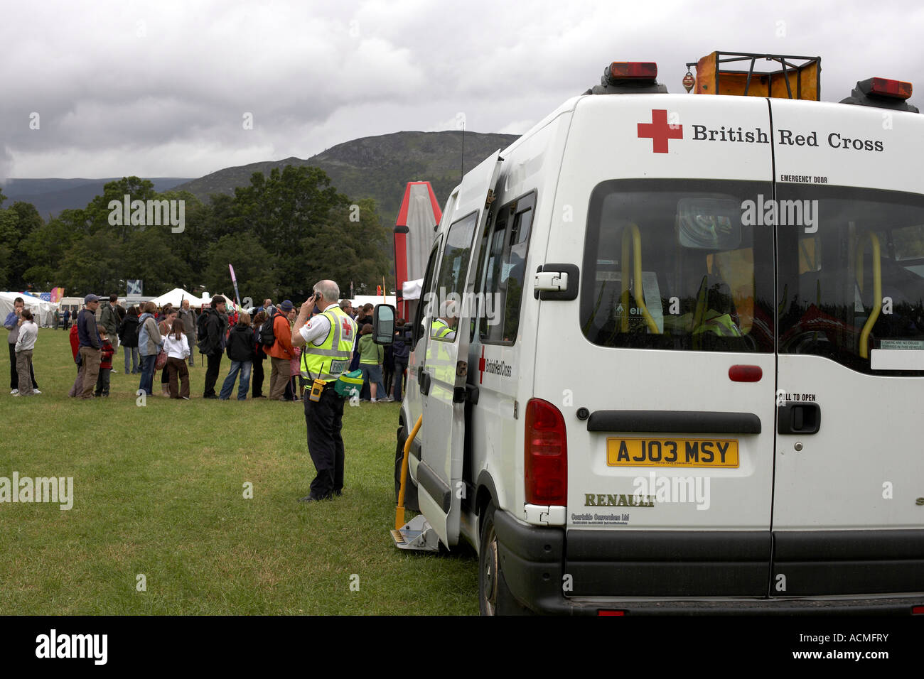 British Red Cross van at festival, Scotland Stock Photo - Alamy