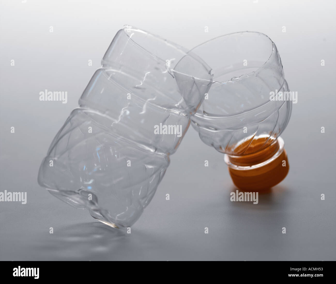 plastic bottle cut empty transparent plug close open Stock Photo - Alamy