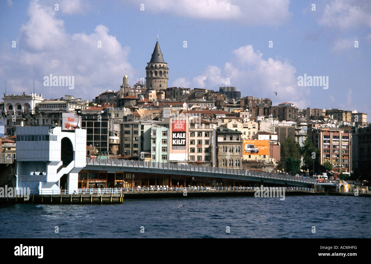 Galata Tower and Galata Bridge from across the Golden Horn Istanbul ...