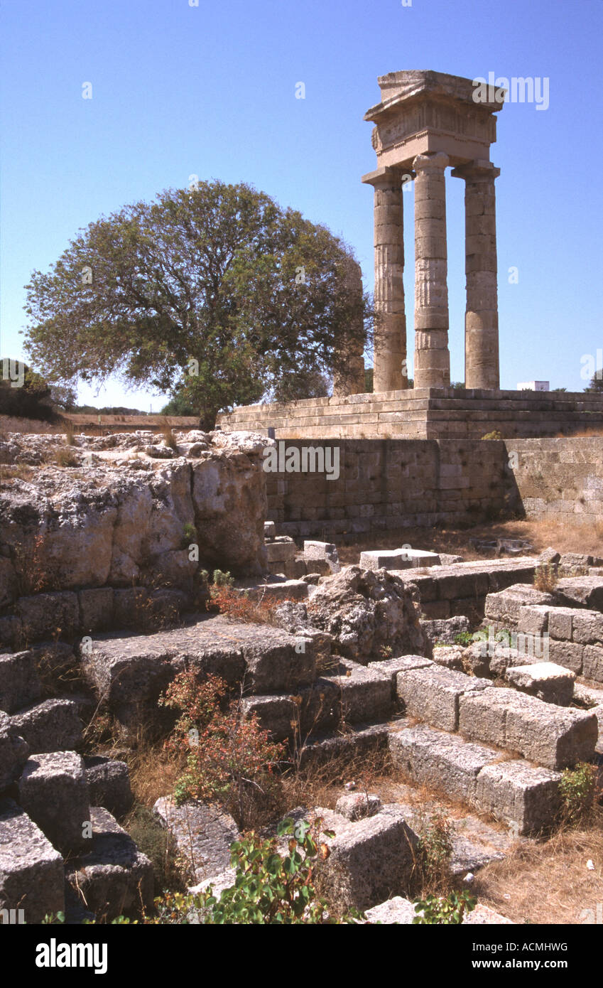 Temple of Pythian Apollo Acropolis of Rhodes Greece Stock Photo - Alamy