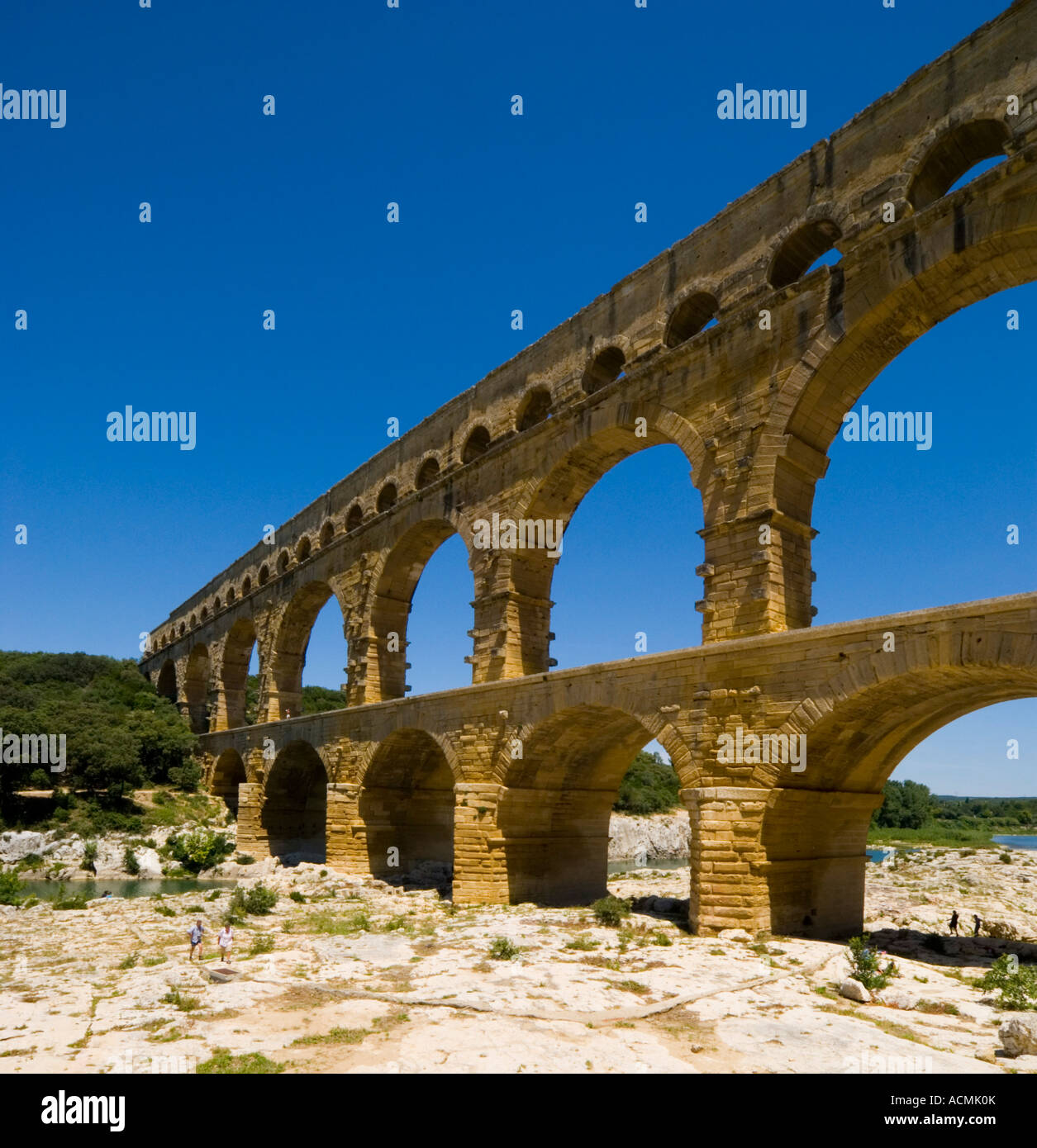 Gard region France Provence Rhône Pont du Gard world heritage site view ...
