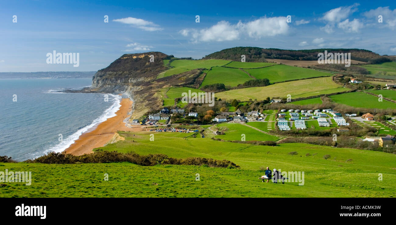 Golden Cap and Seatown seen from Ridge Cliff Dorset England UK Stock ...