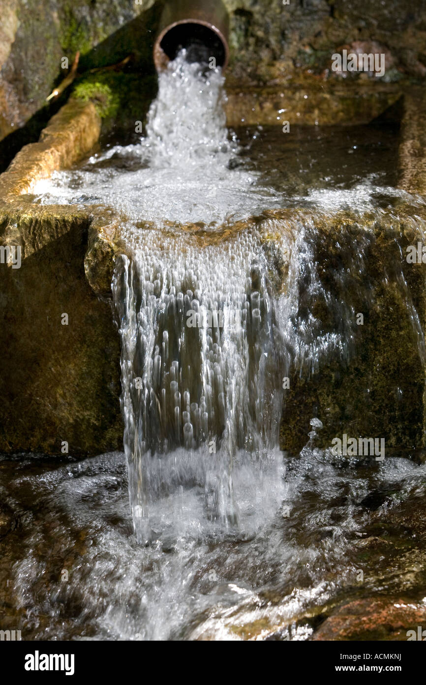 Natural Malvern Hills spring water gushing from the hillside in ...