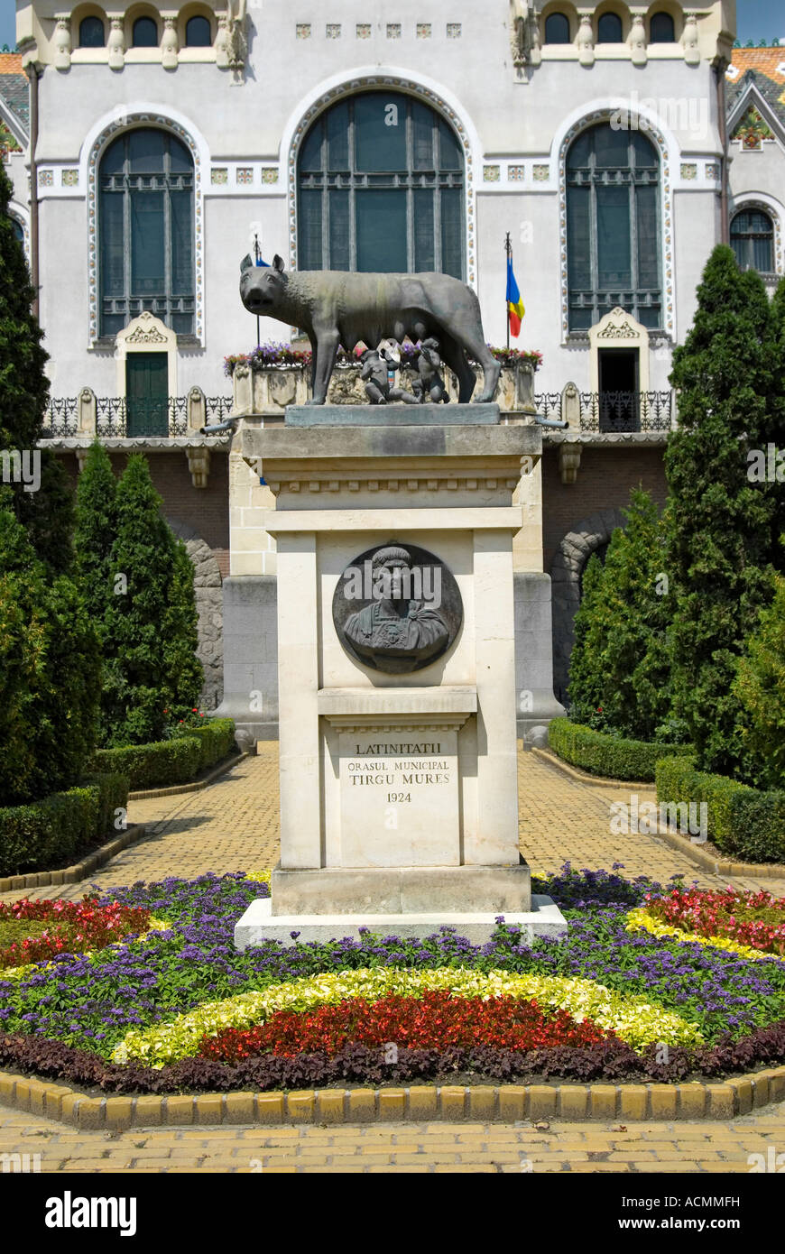 Targu Mures, Transylvania, Romania. Statue of Romulus and Remus in ...