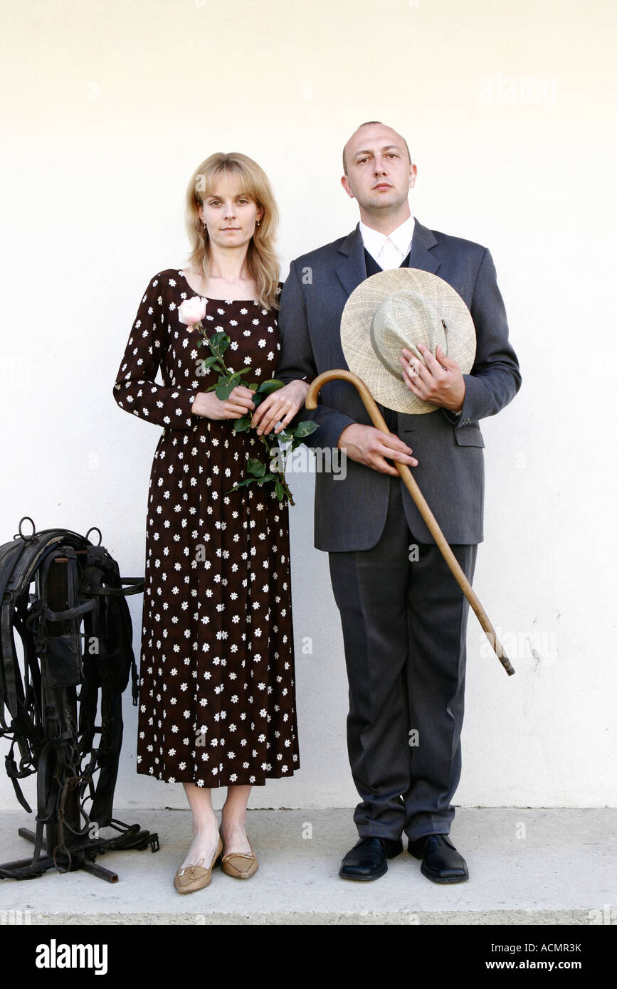 Couple posing in retro style Stock Photo - Alamy