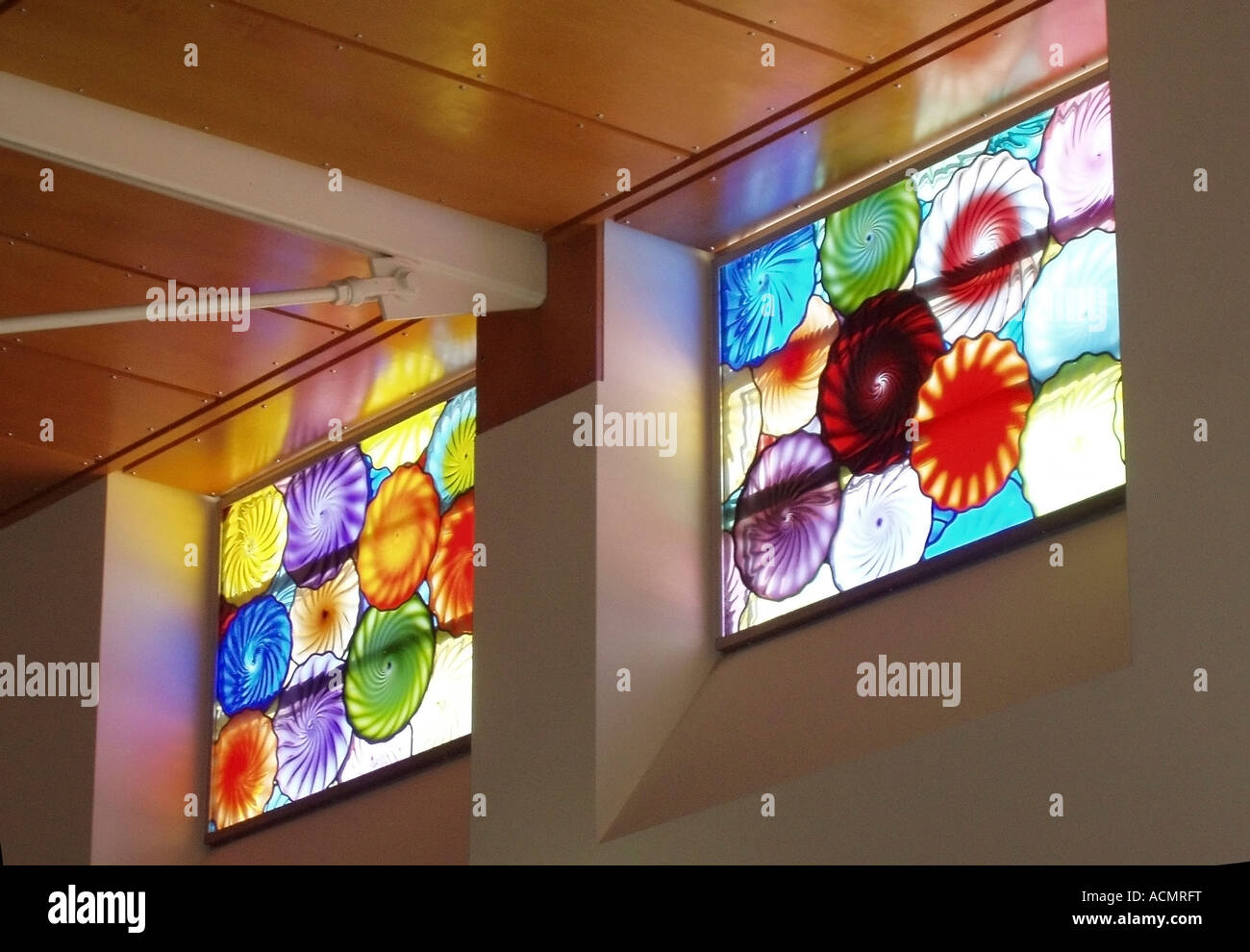 Stained Glass at Everett Library Stock Photo - Alamy