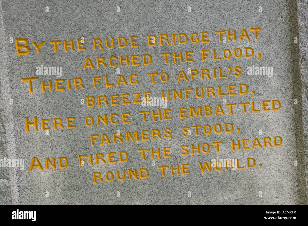 Inscription on Monument by Ralph Waldo Emerson at Old North Bridge ...