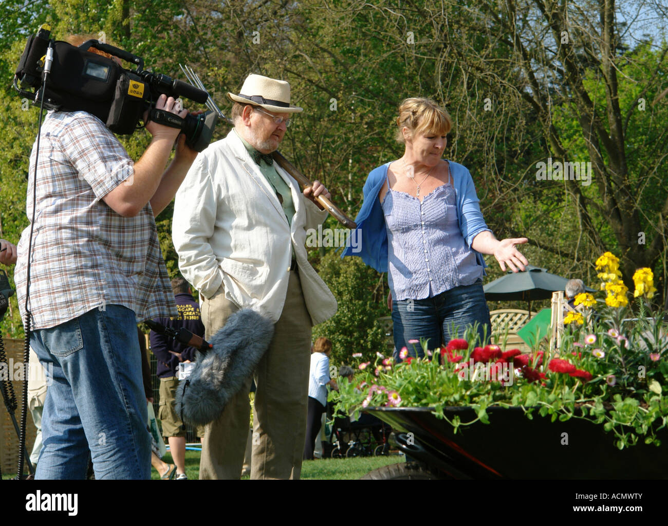 Chris Segar filming at the RHS Spring Flower Show in Cardiff South ...
