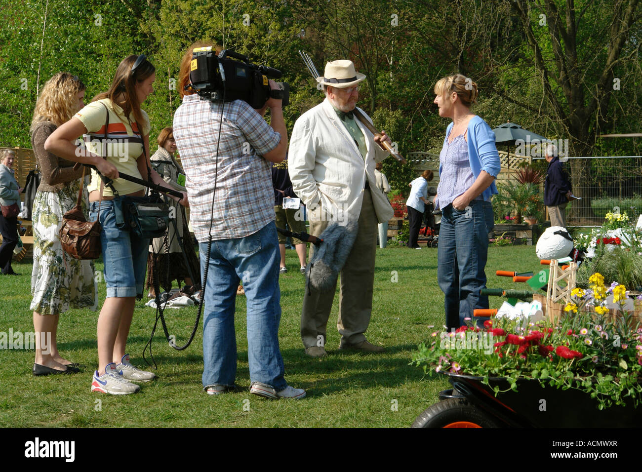 Chris Segar filming at the RHS Spring Flower Show in Cardiff South ...