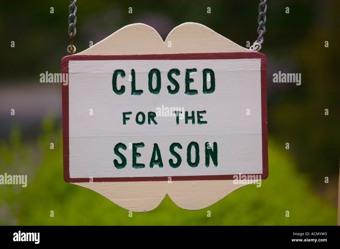 closed for Season Sign Stock Photo - Alamy