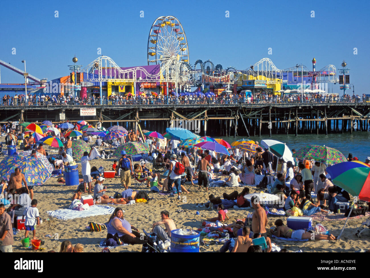 Beach goers at Santa Monica Beach Los Angeles County California United ...