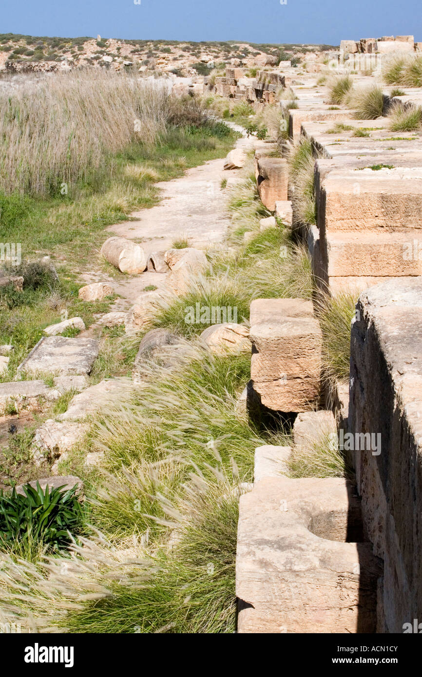 Leptis Magna, Libya. Roman Port. Ship Docks showing Stone Rings for ...