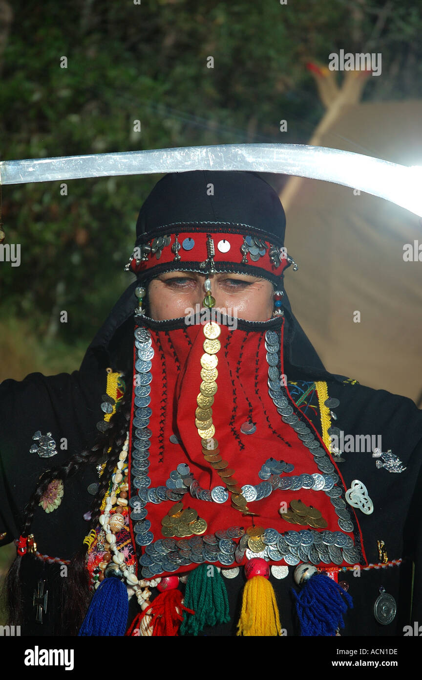 veiled arab woman dances traditional with sword on head dsc 1118 Stock ...