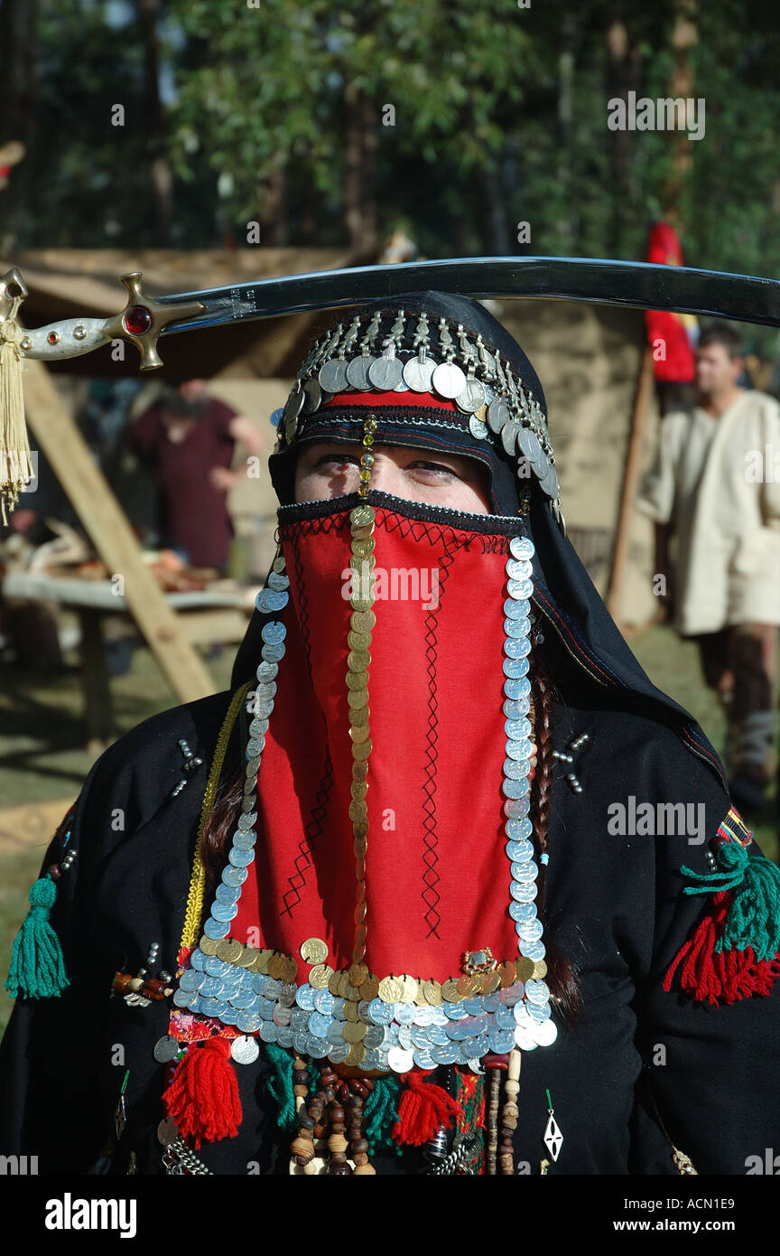 veiled arab woman dances traditional with sword on head dsc 1121 Stock ...
