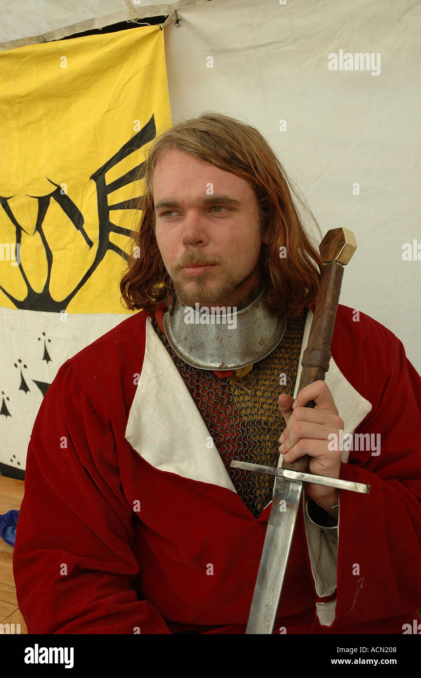 Medieval age of chivalry knight squire posing with weapon of choice DSC ...