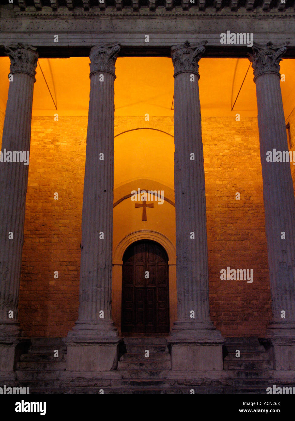 Entrance to the Roman Temple of Minerva Assisi Italy dating from the ...