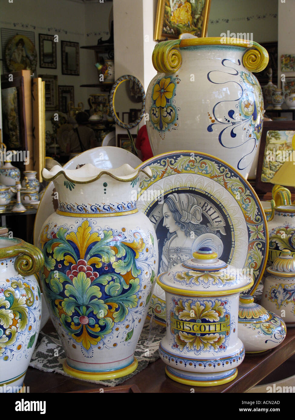 Ceramics display in showroom of Gialletti Giulio in Deruta Italy Stock ...
