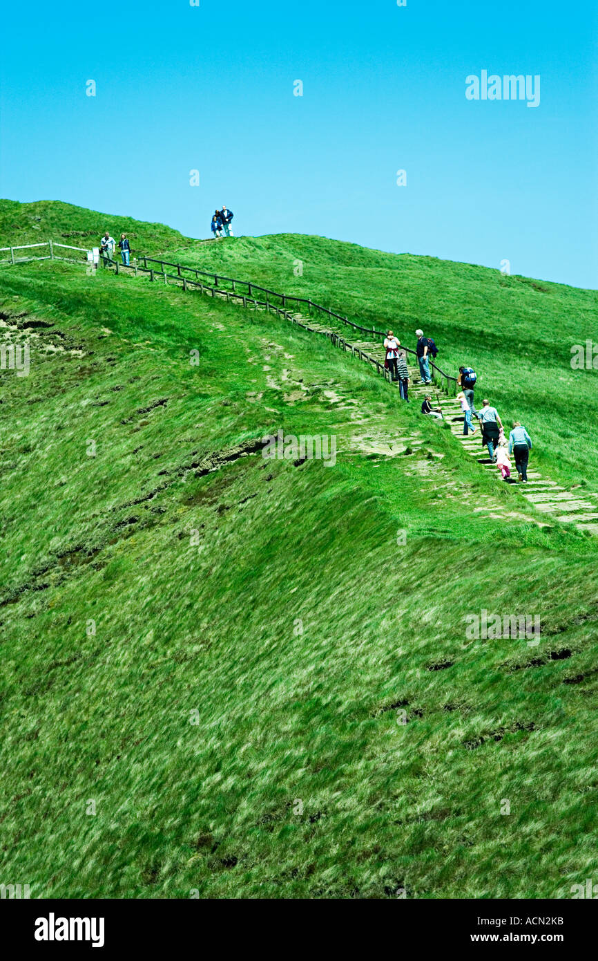 People Walking Climbing Up Down A Mountain To The High Summit Of Mam ...