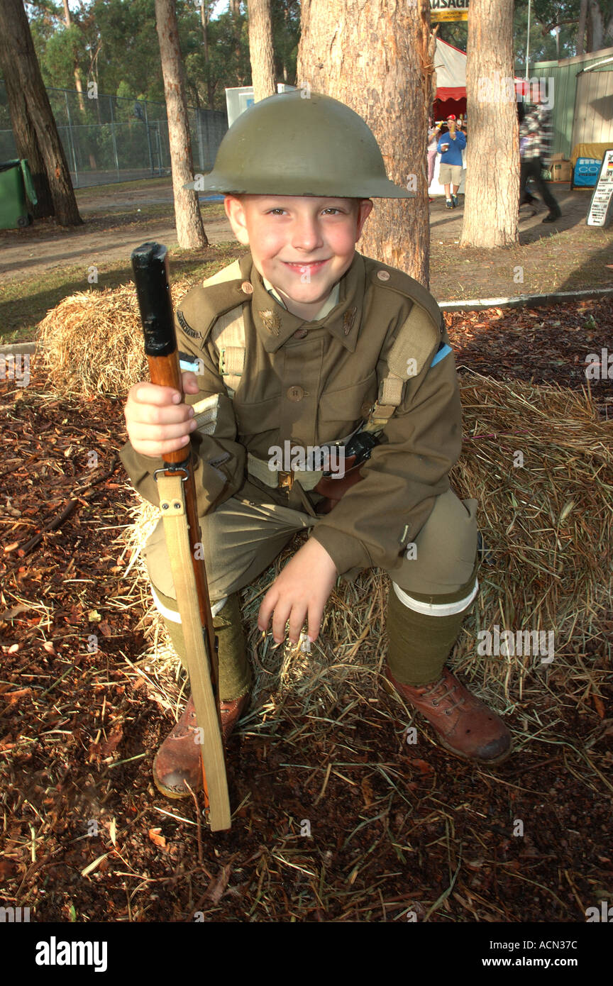 Young boy poses as little Australian digger WW1 dsc 1297 Stock Photo ...