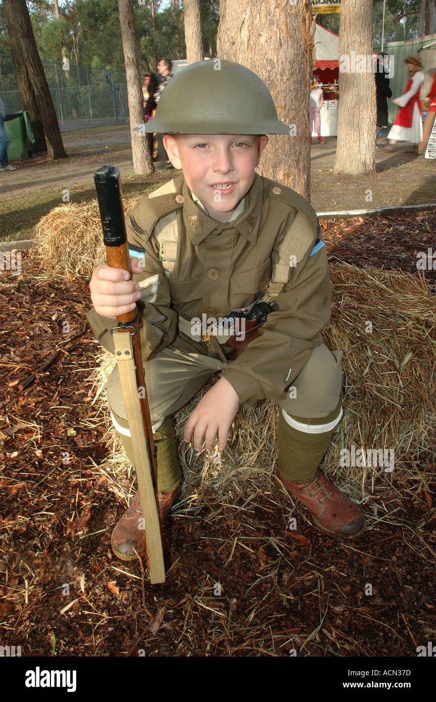 Young boy poses as little Australian digger WW1 dsc 1298 Stock Photo ...