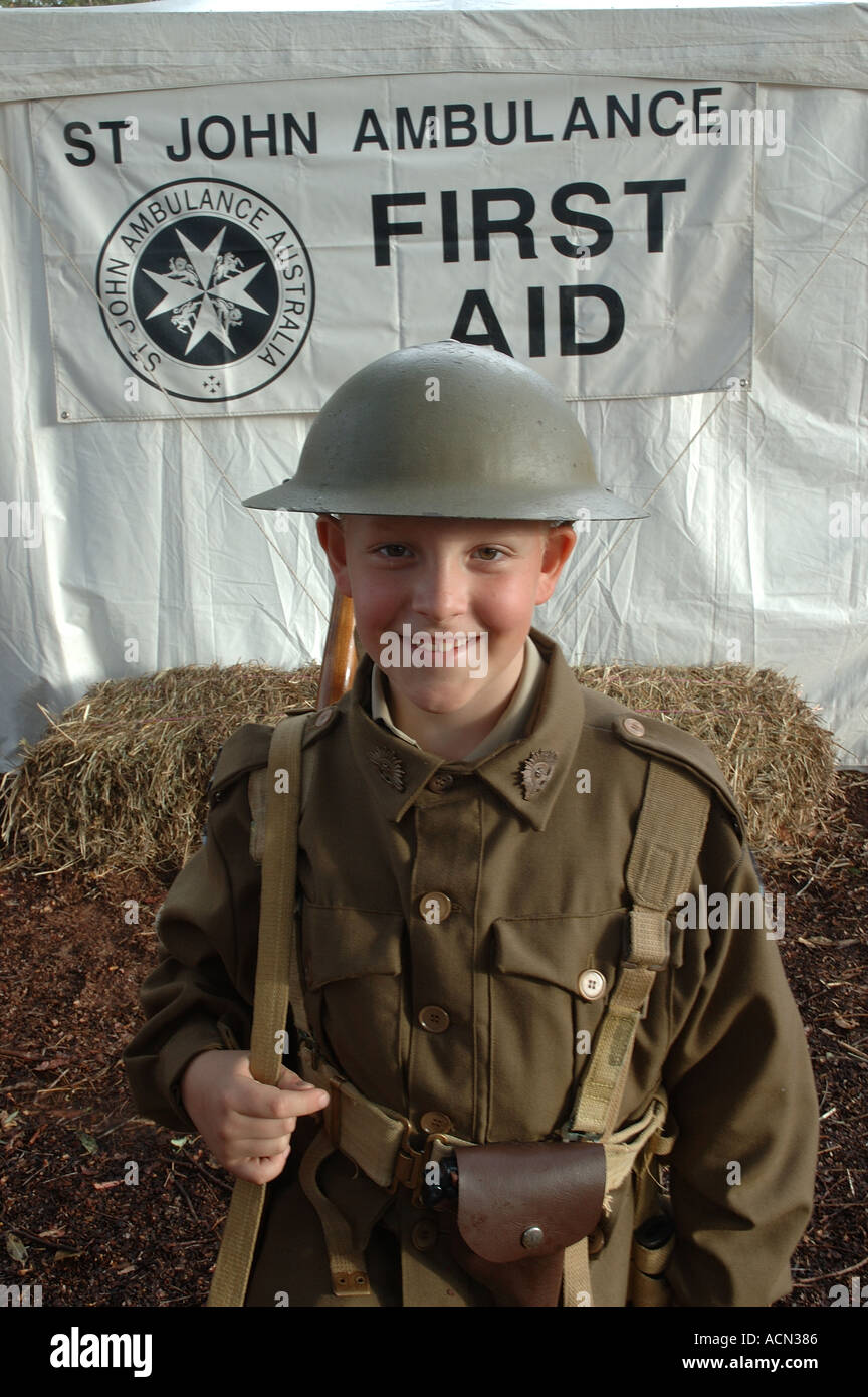 Young boy poses as little Australian digger WW1 dsc 1310 Stock Photo ...