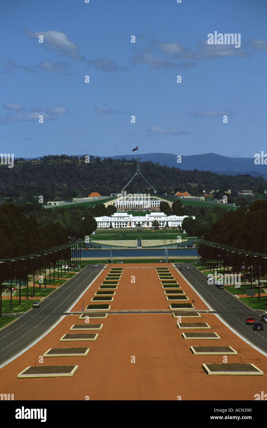 View towards Australian Parliament building Canberra Australia from the ...
