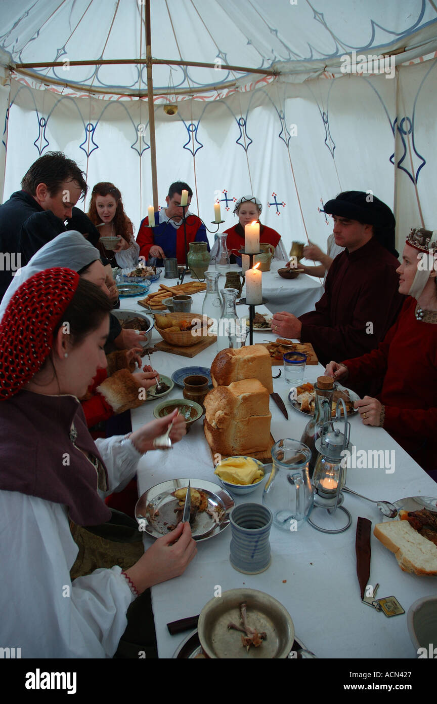 Formal meal in Medieval feasting in tent camp encampment dsc 1403 Stock ...