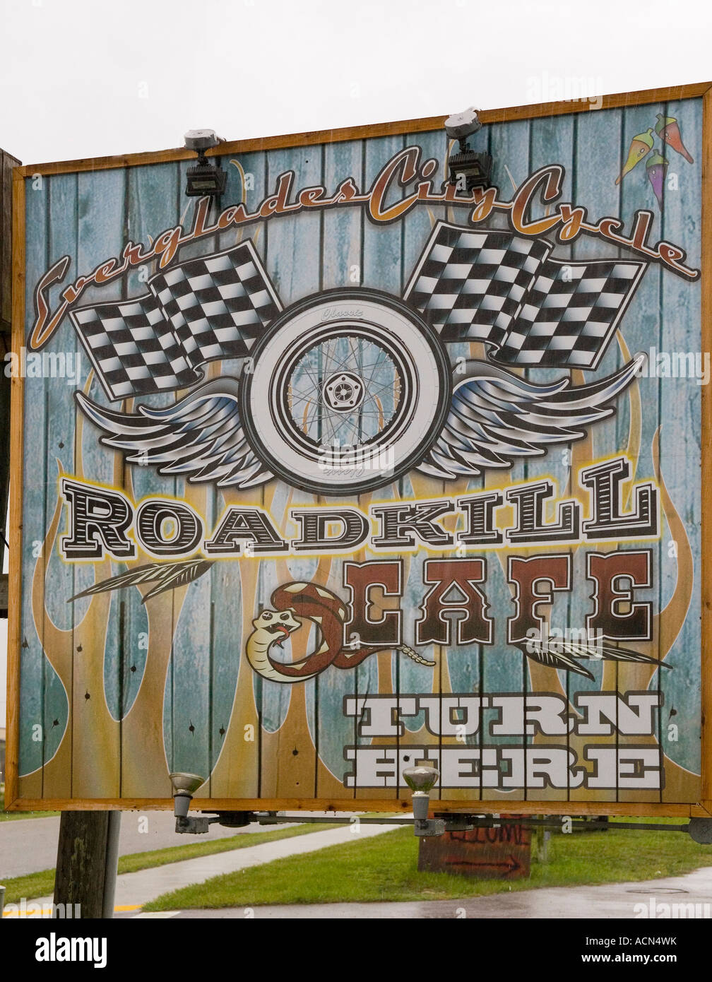 Road Kill Cafe Sign, Humorous Signage Stock Photo - Alamy