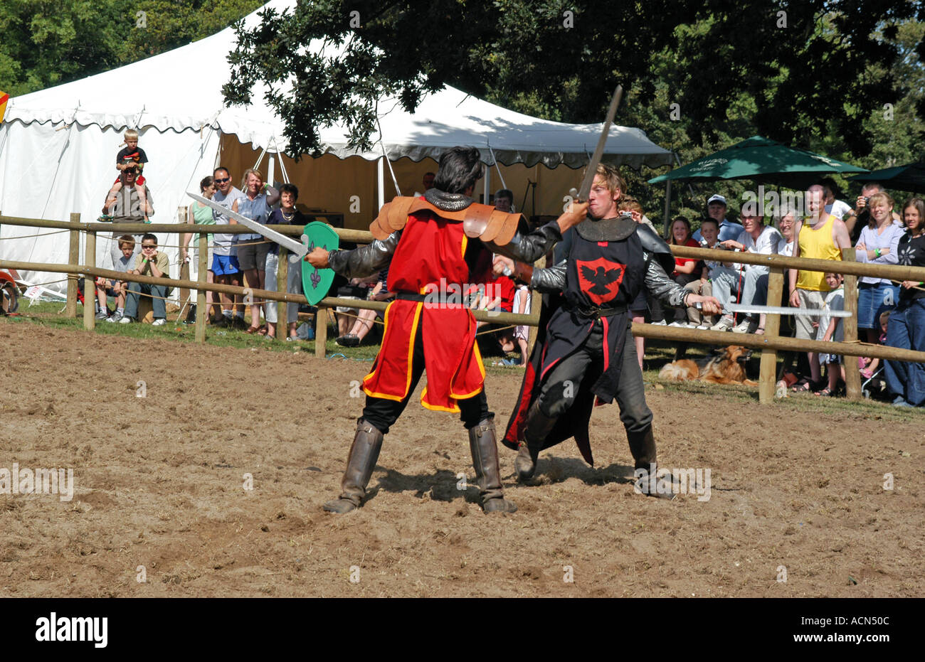 Medieval England and a traditional Knights in Armour fighting with ...