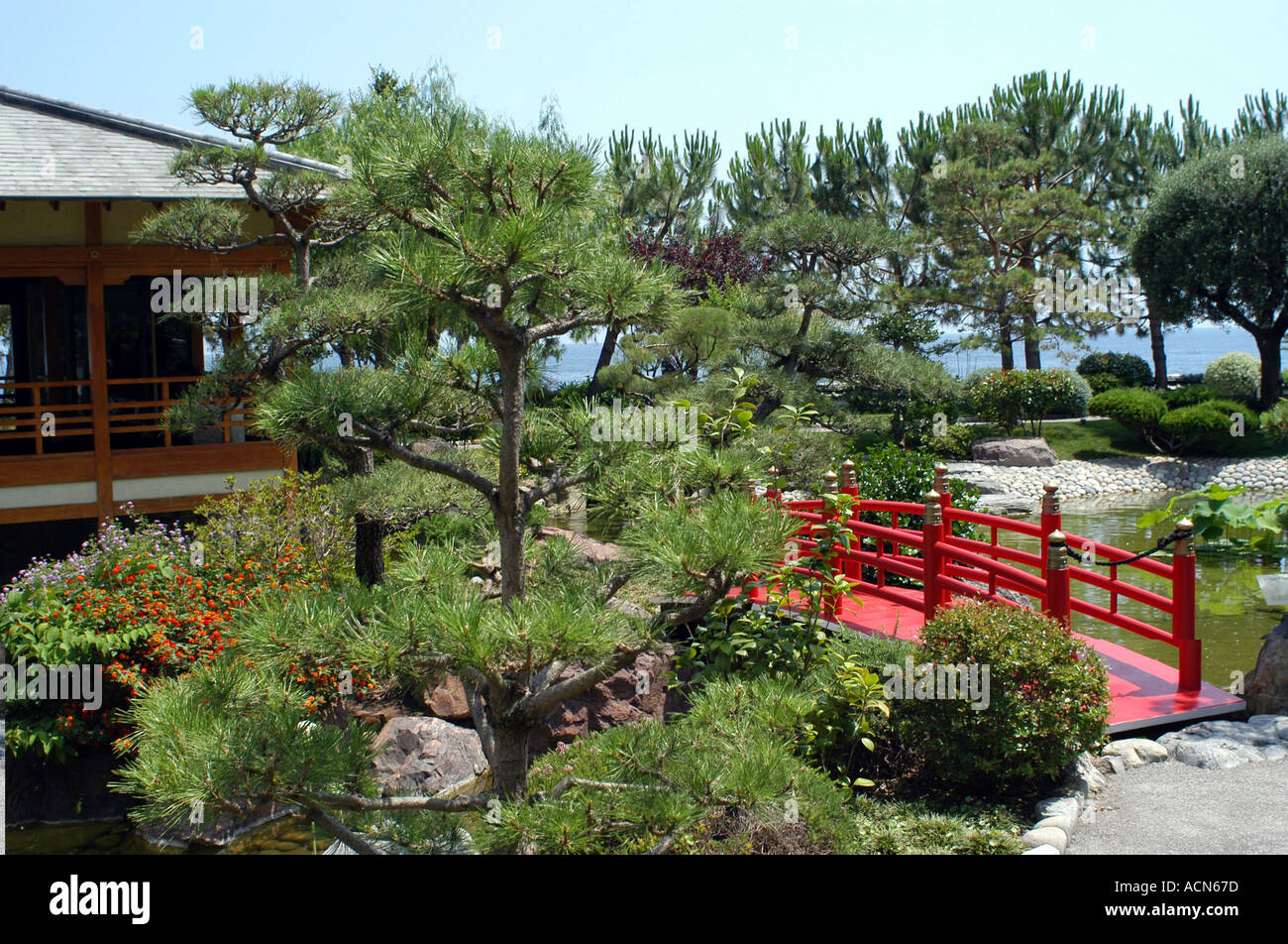 The Formal Japanese Garden in Monte Carlo, Monaco in the Cote d Azur, Europe Stock Photo - Alamy