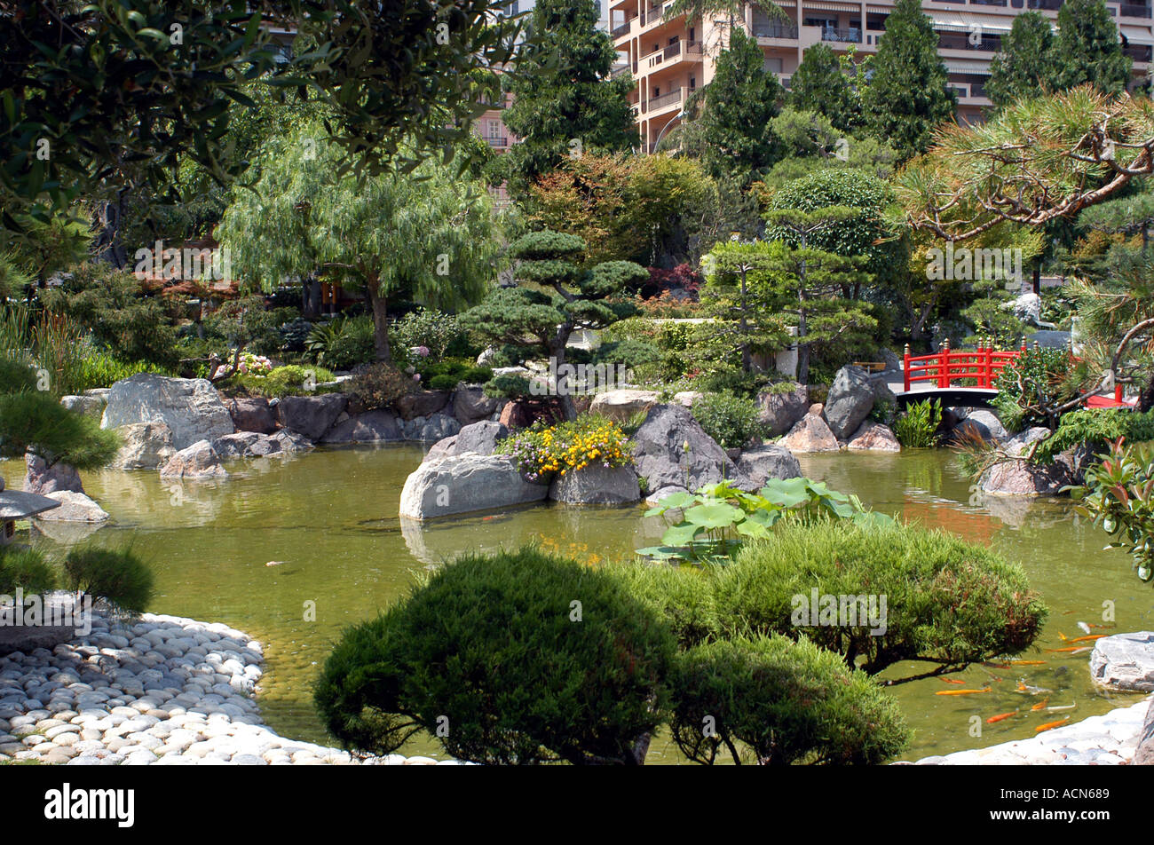 The Formal Japanese Garden in Monte Carlo, Monaco in the Cote d Azur, Europe Stock Photo - Alamy