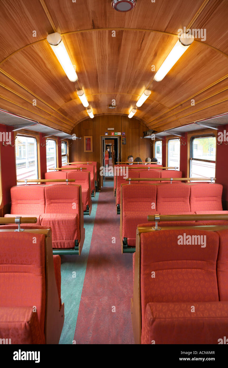 Interior of carriage on the Flamsbana or Flam Railway, Aurland, Sogn og ...