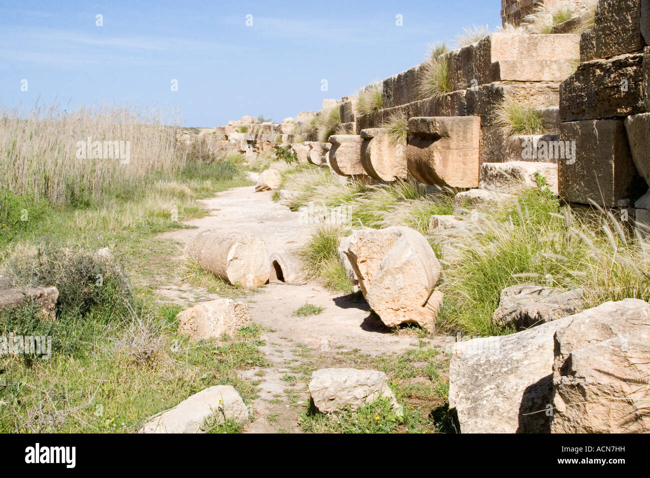 Leptis Magna, Libya. Roman Port. Ship Docks showing Stone Rings for ...
