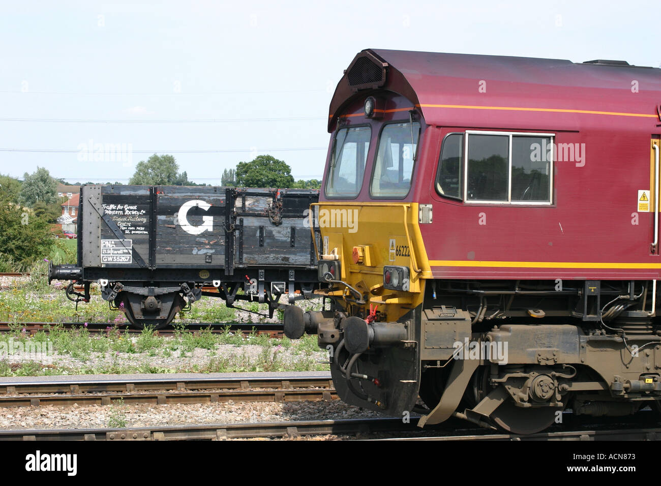 English Welsh Scottish Railway EWS Class 66 freight locomotive parked ...