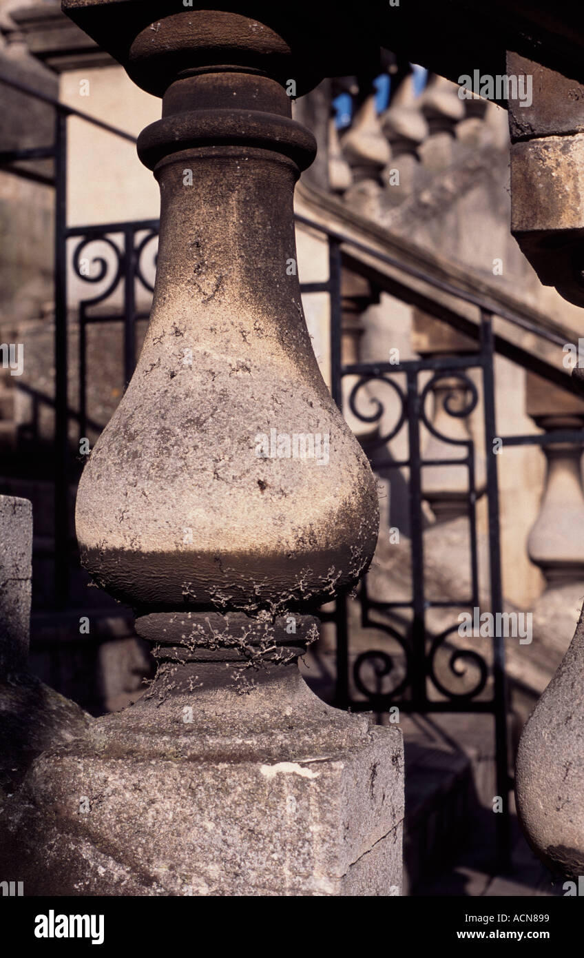 Stone balustrade - the staircase to Parade Gardens Bath Spa, Somerset ...