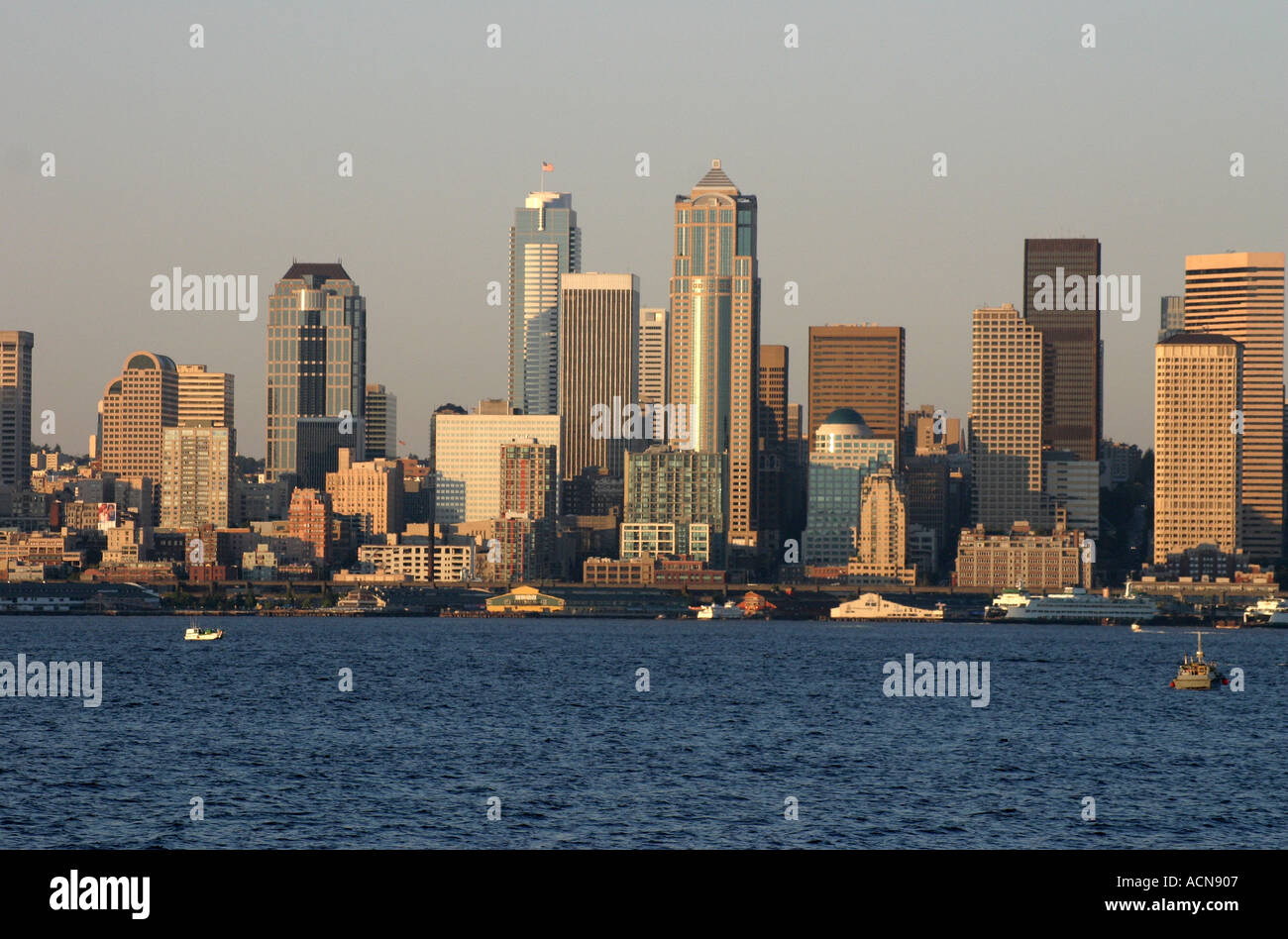 Seattle sky line from Alki across Elliot Bay 2 Stock Photo - Alamy