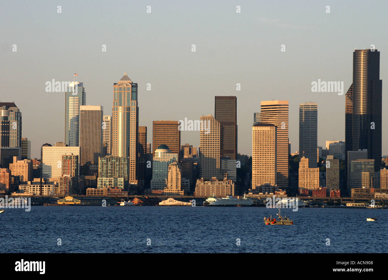 Seattle sky line from Alki across Elliot Bay 3 Stock Photo - Alamy