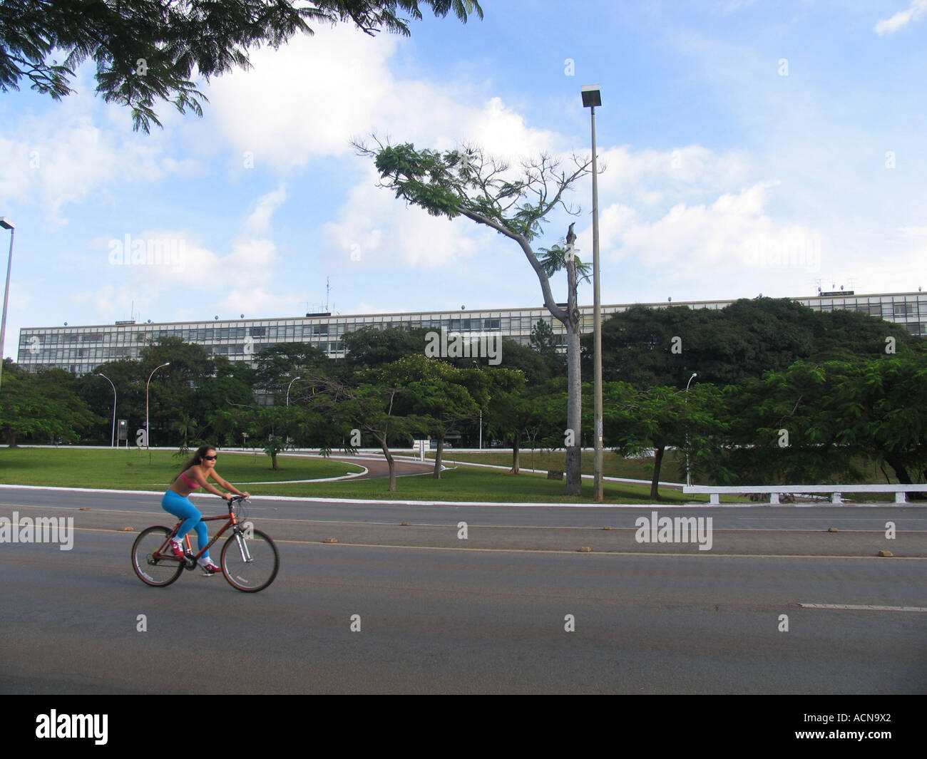 woman in bicycle, Brasilia - BRAZIL Stock Photo - Alamy