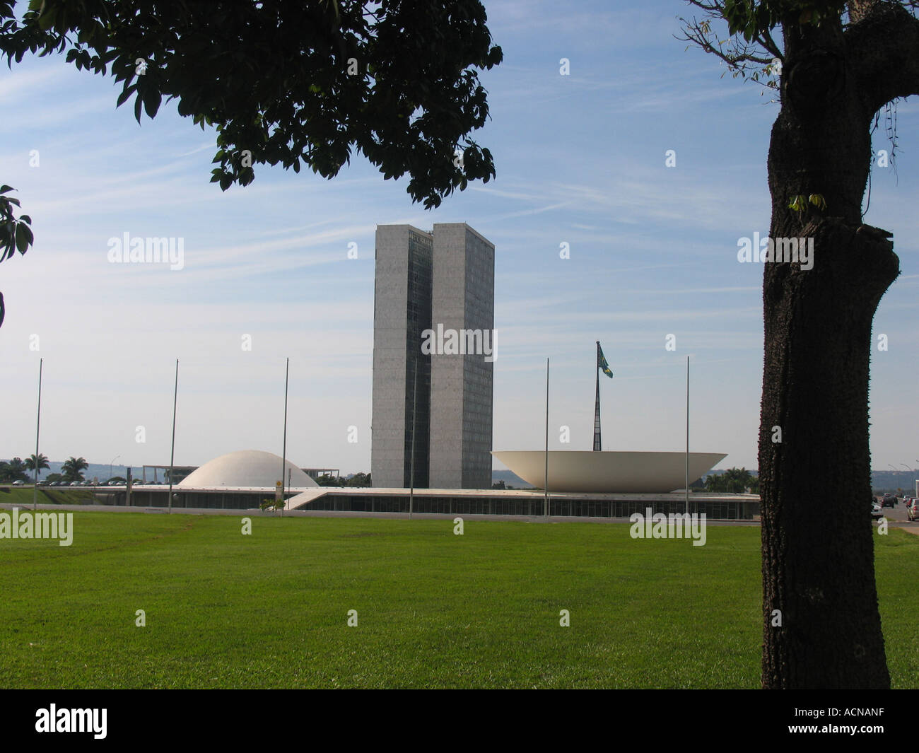 National Congress with trees in Brasilia-BR Stock Photo - Alamy