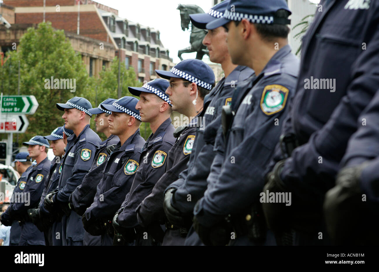 Police in line at protest Stock Photo - Alamy