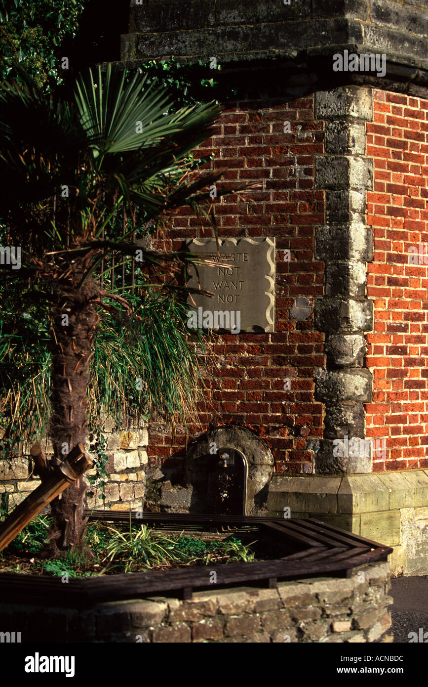 This Victorian water fountain bears the inscription waste not want not ...