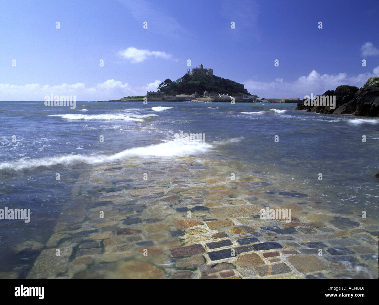 The Causeway under water at high tide St Michaels Mount Marazion ...