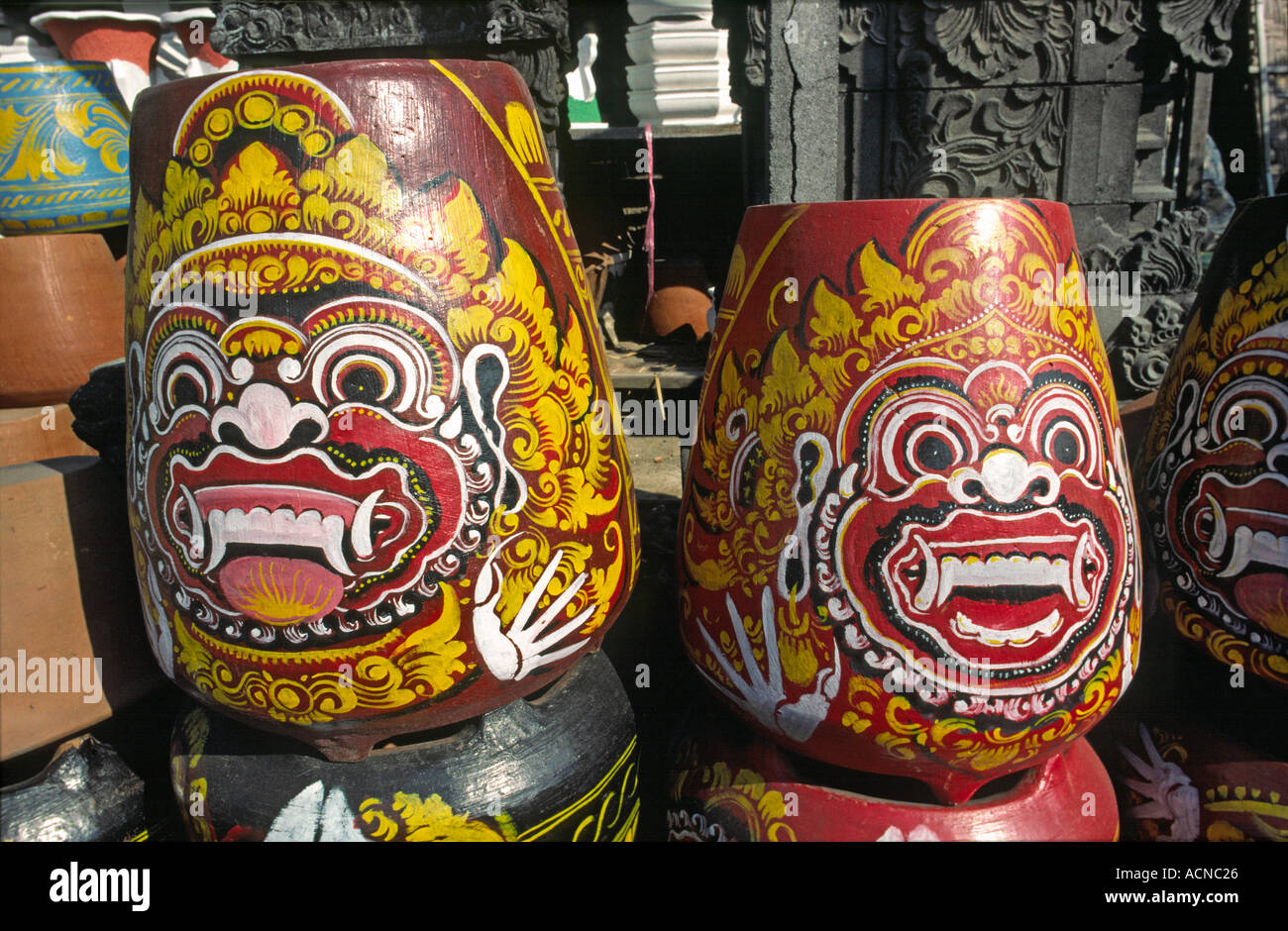 Asia Indonesia Bali craft highly decorated Balinese garden pottery ...