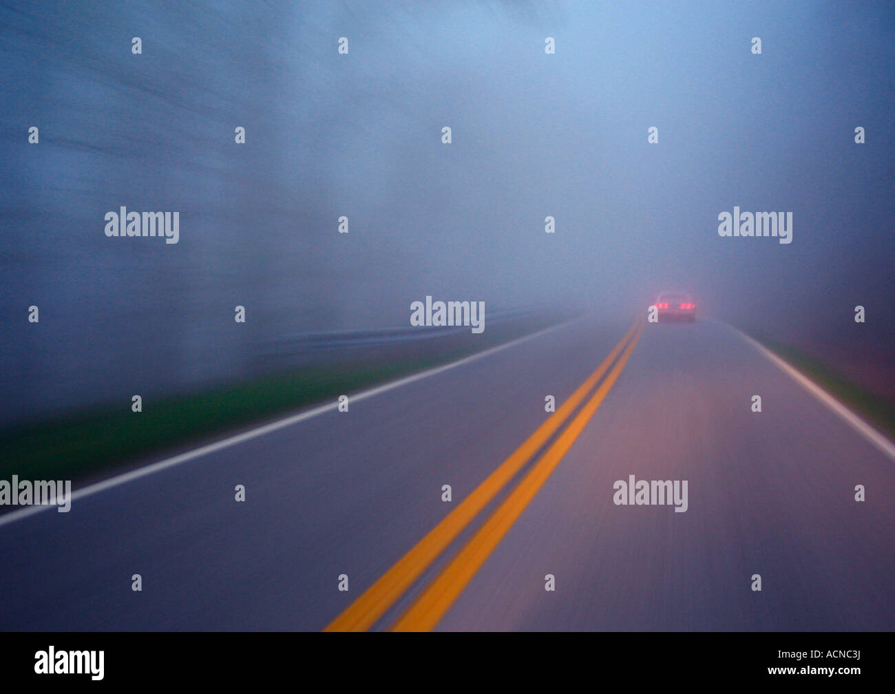 Lights in the Fog Stock Photo - Alamy