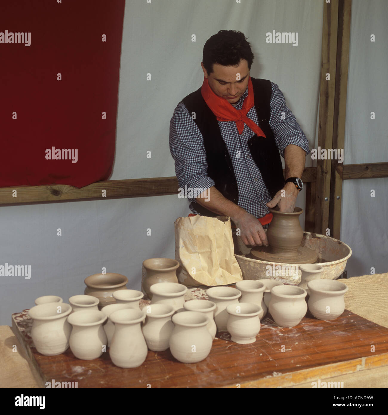 Pottery manufacture at Medieval Market / Craft Fair, Palma de Mallorca ...