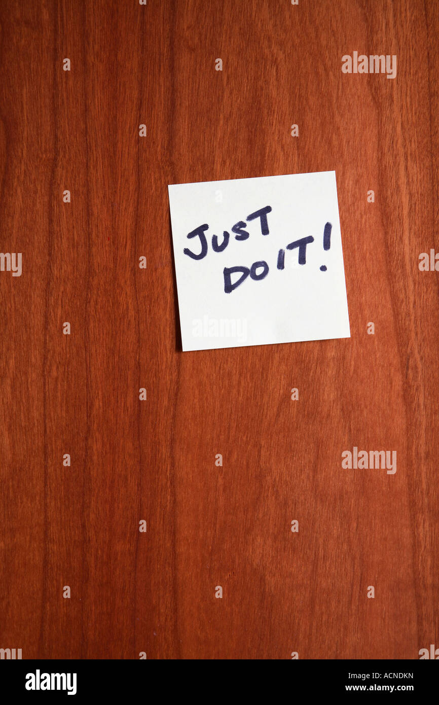 just do it written on post it note memo Stock Photo - Alamy