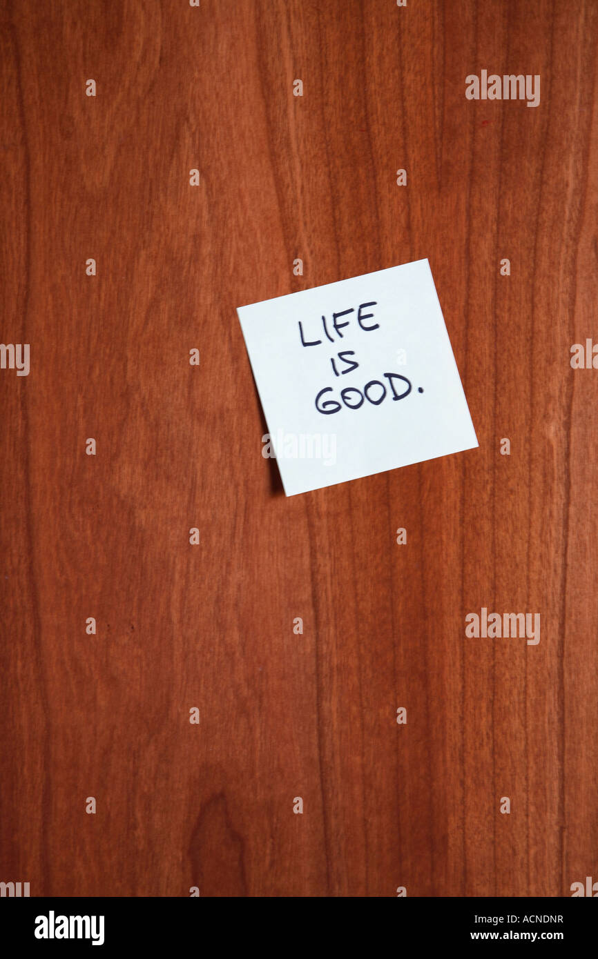 life is good written on a post it note Stock Photo - Alamy