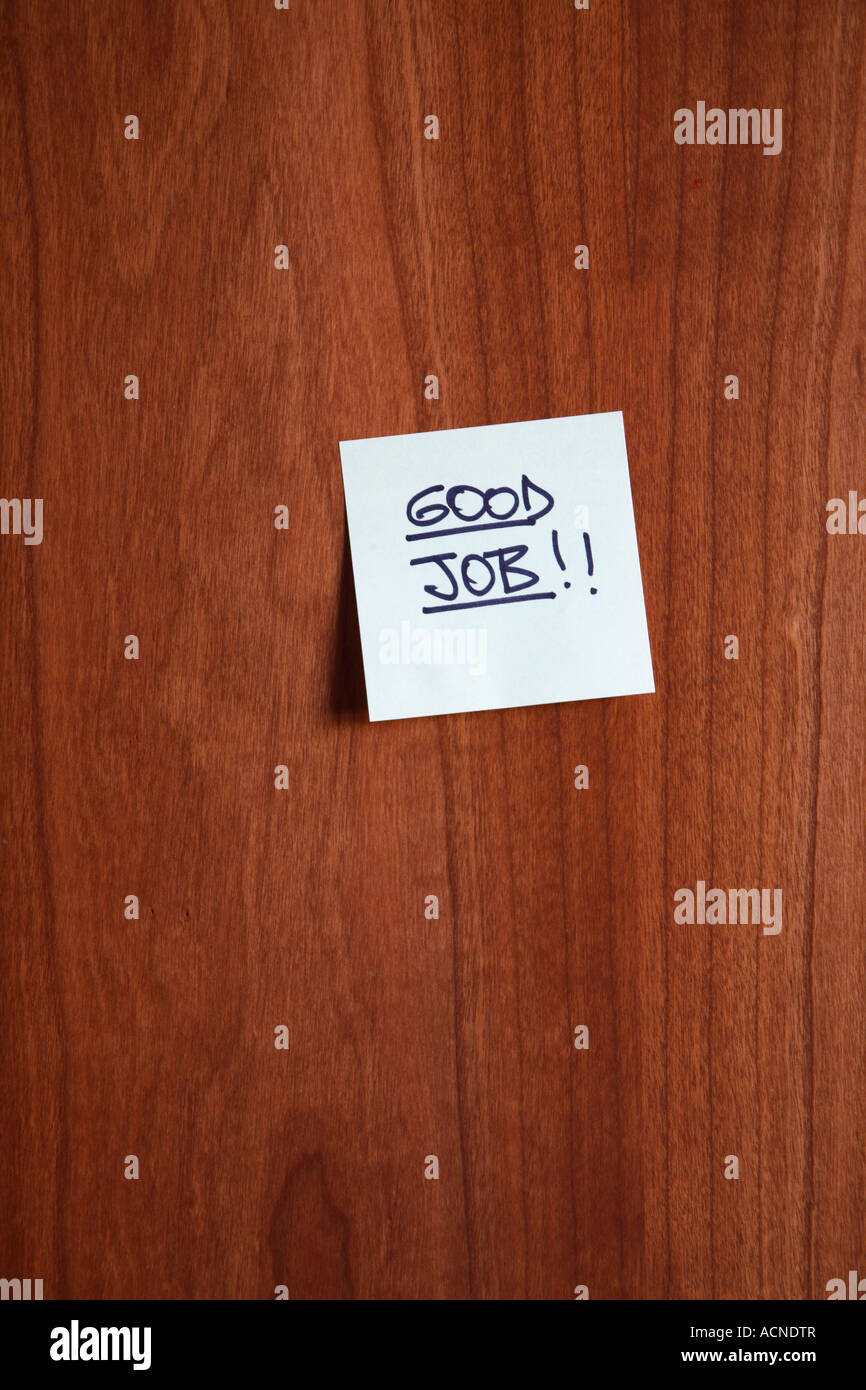 good job ! written on post it note memo Stock Photo - Alamy